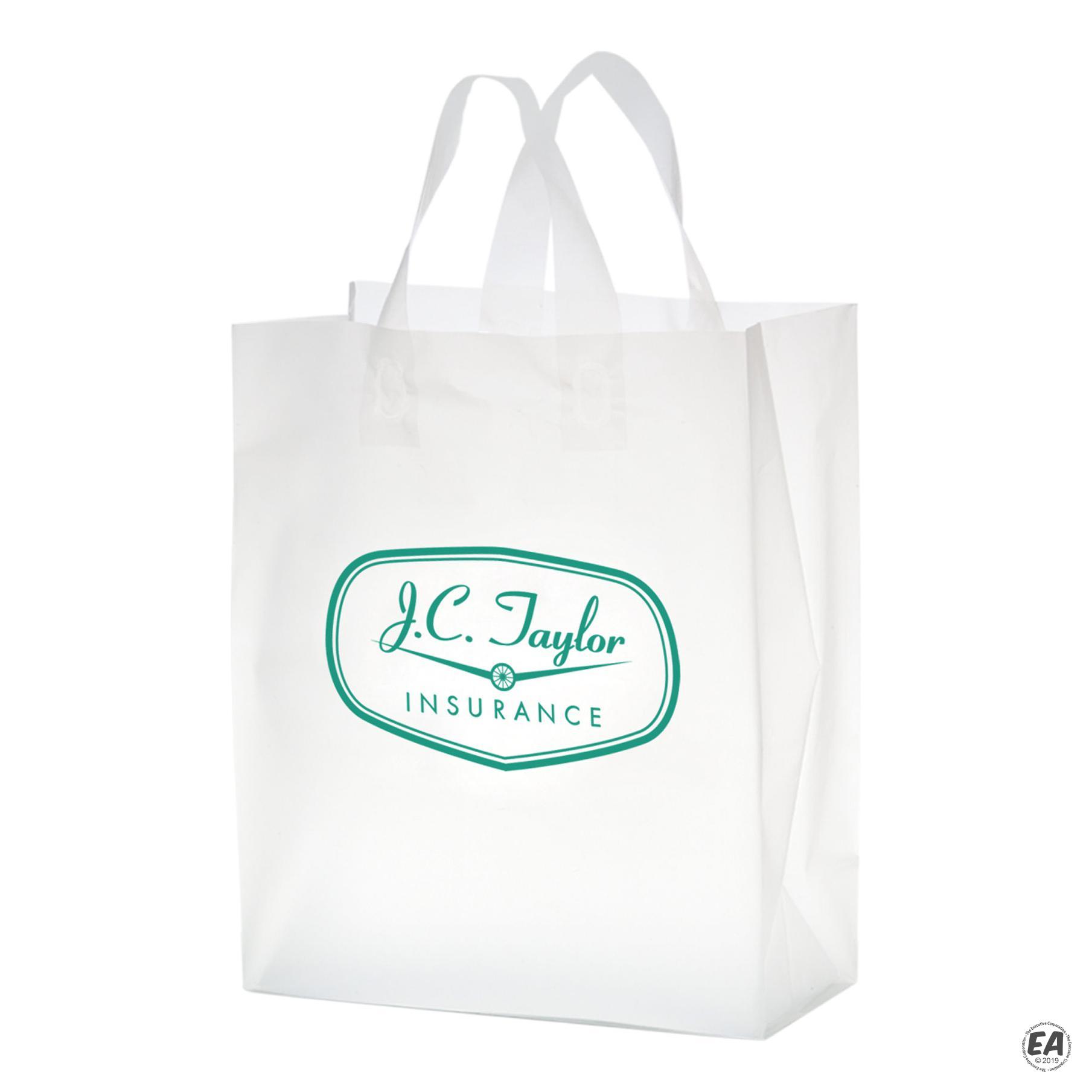 Customized Clear Frosted Soft Loop Shopper Bag 8x11x4 - Flexo Print ...