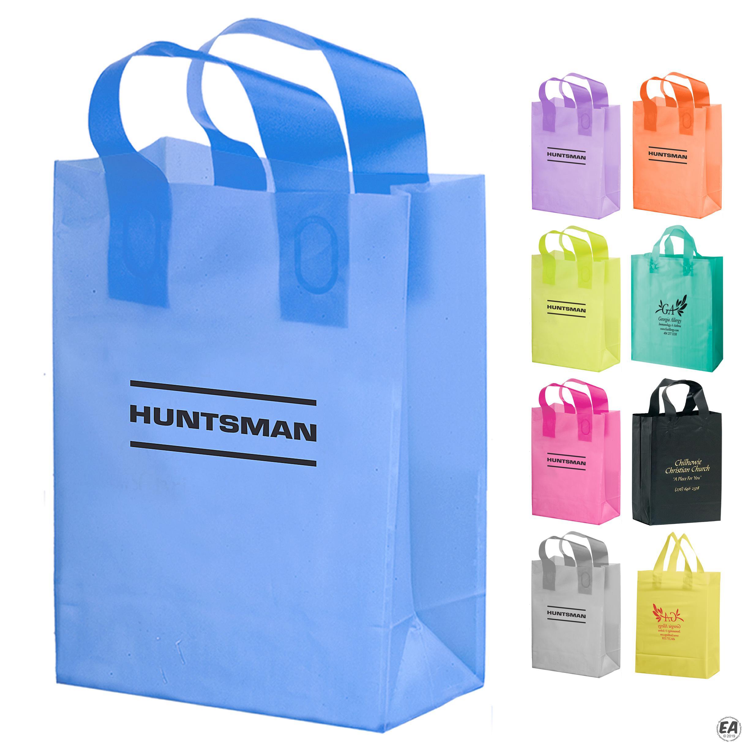 Customized Color Frosted Soft Loop Shopper Bag 10x13x5 - Flexo Print ...