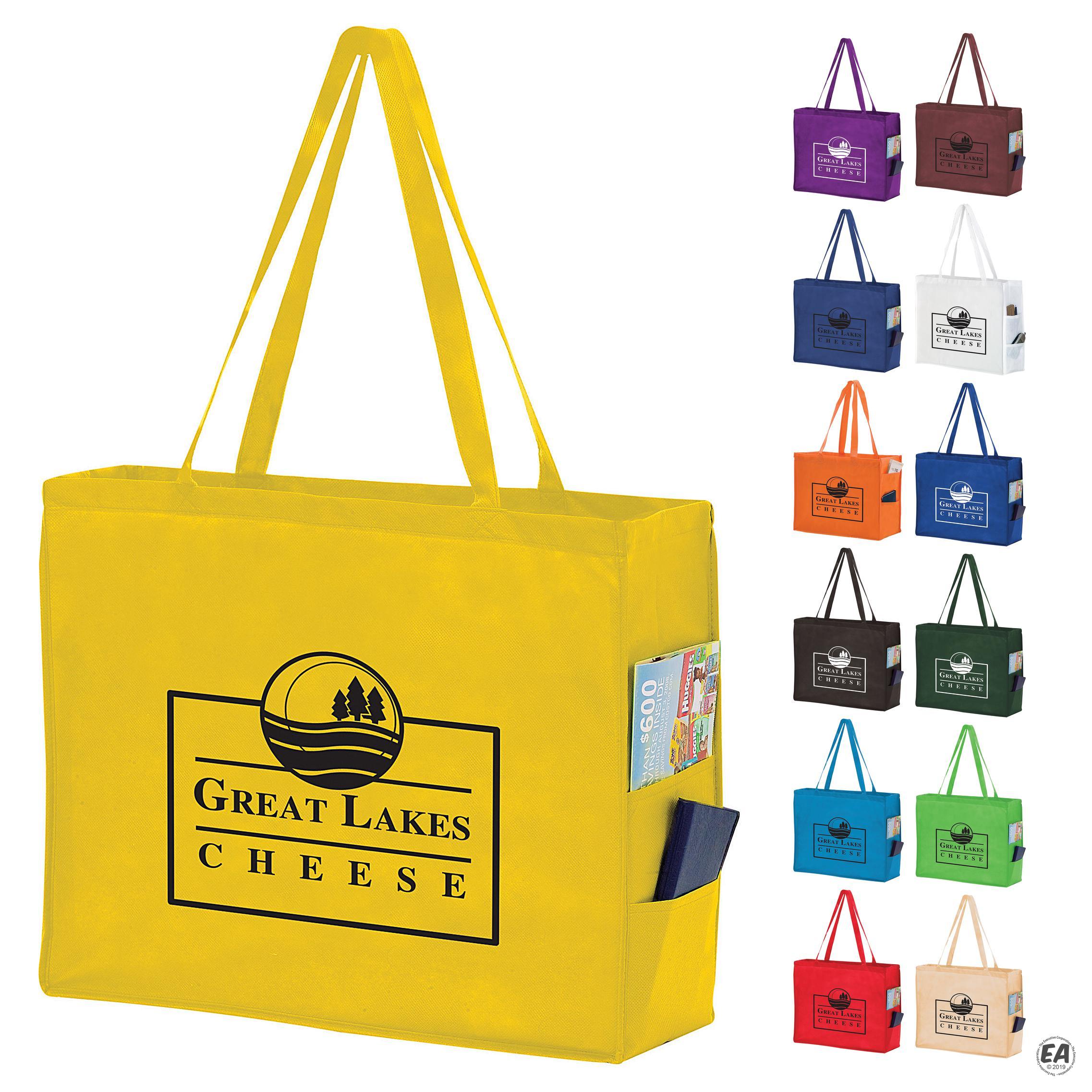 Customized Non-Woven Over-the-Shoulder Tote Bag with Side Pockets ...