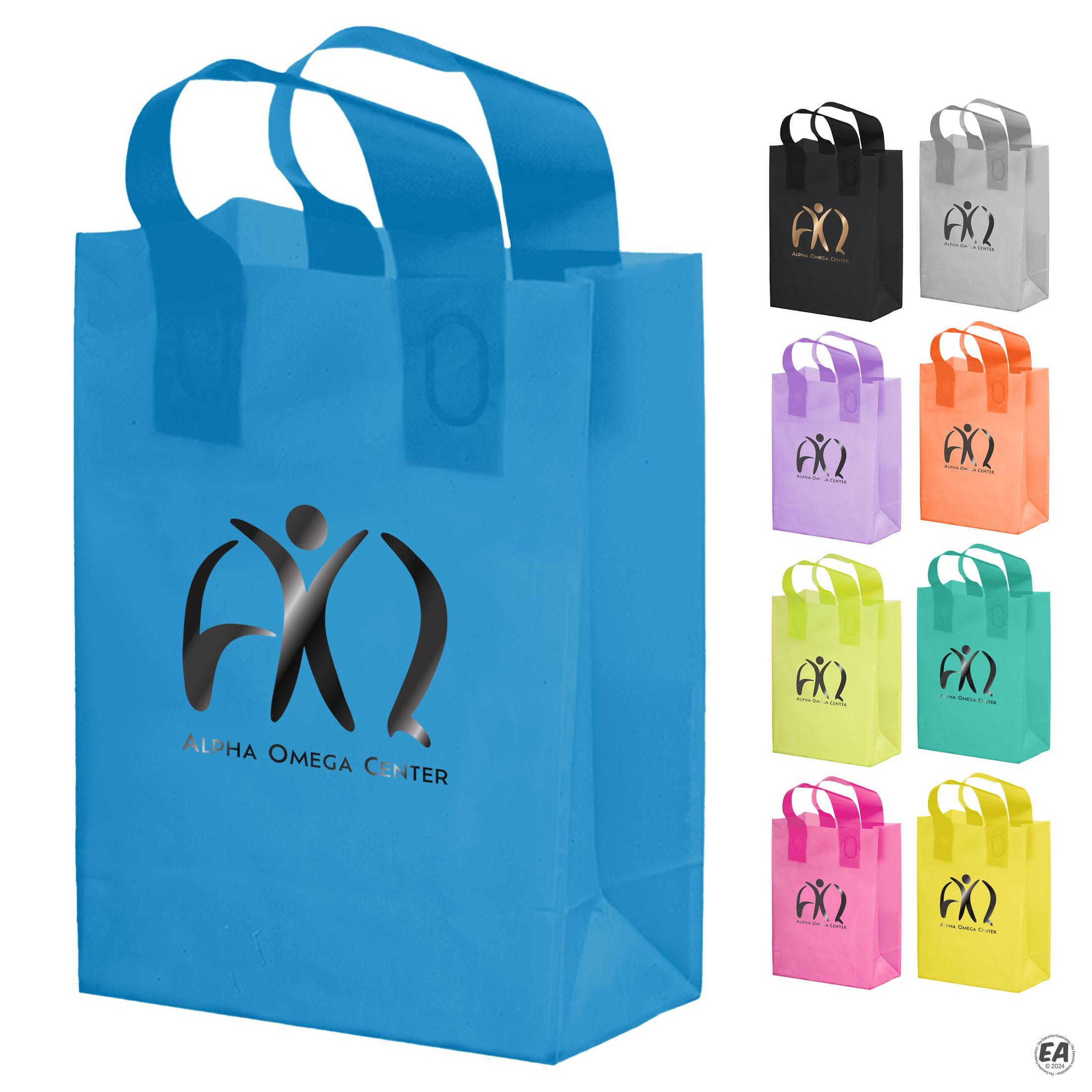 Customized Color Frosted Soft Loop Shopper Bag 10x13x5 - Foil Print ...