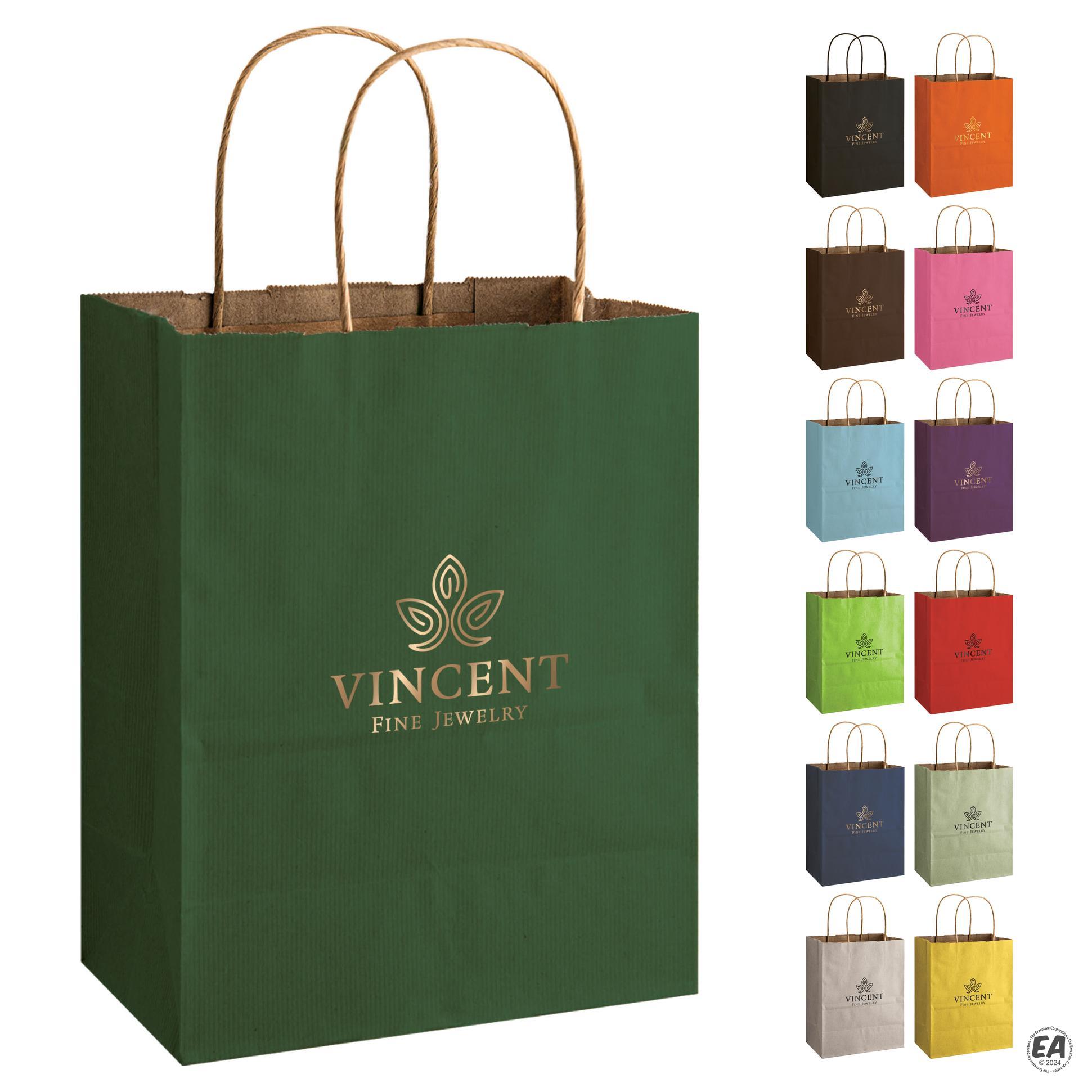 Promotional Matte Color Twisted Paper Handle Shopper Bag 8x10x4 - Foil ...