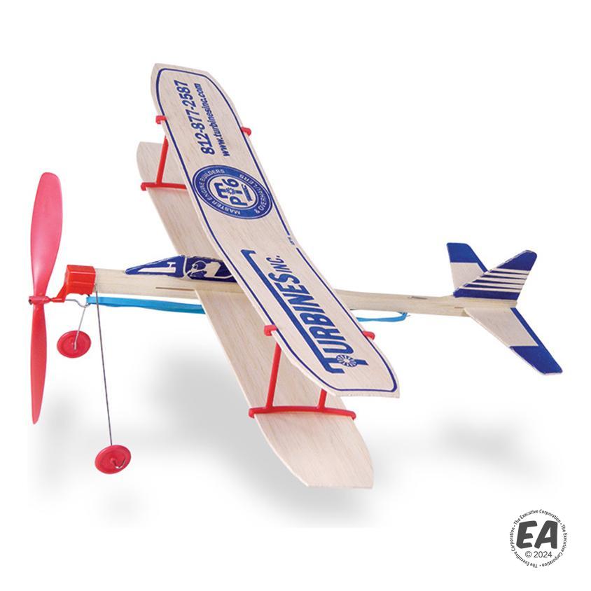 Promotional 12 Balsa Toy Biplane with Rubber Band Propeller and Landing ...