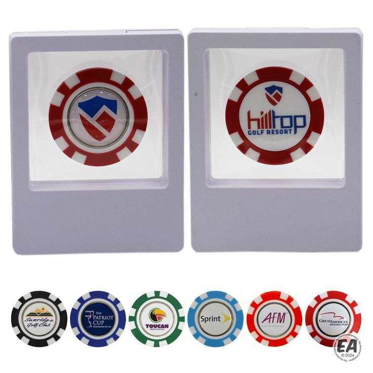Customized Plastic Poker Chip with Golf Ball Marker in Levit8 Window ...