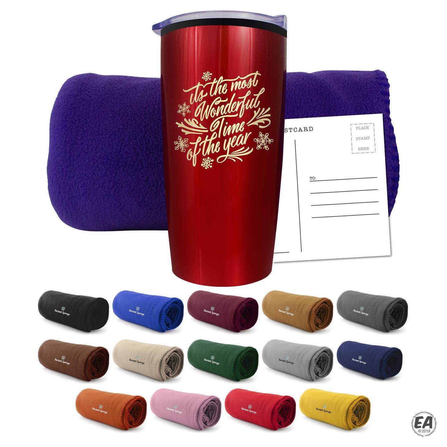 Customized 50x60 Blanket & 20 oz Economy Tumbler Combo Set | Promotional Drinkware Sets | Custom ...