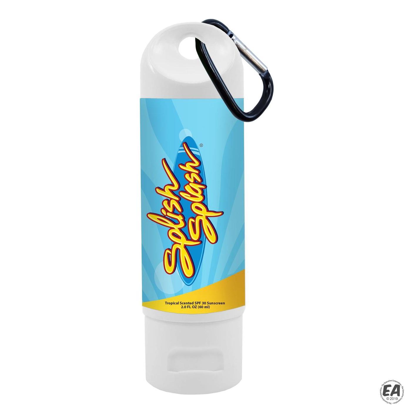 Custom 2oz. SPF 30 Sunscreen Lotion With Carabiner | Promotional Sun ...