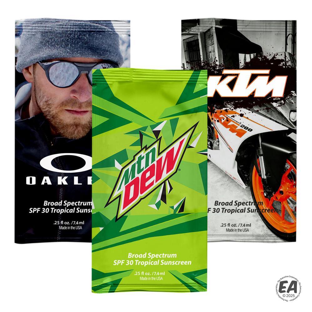 Custom Large Sunscreen Packet SPF30 .25 fl oz | Promotional Sun Screens ...