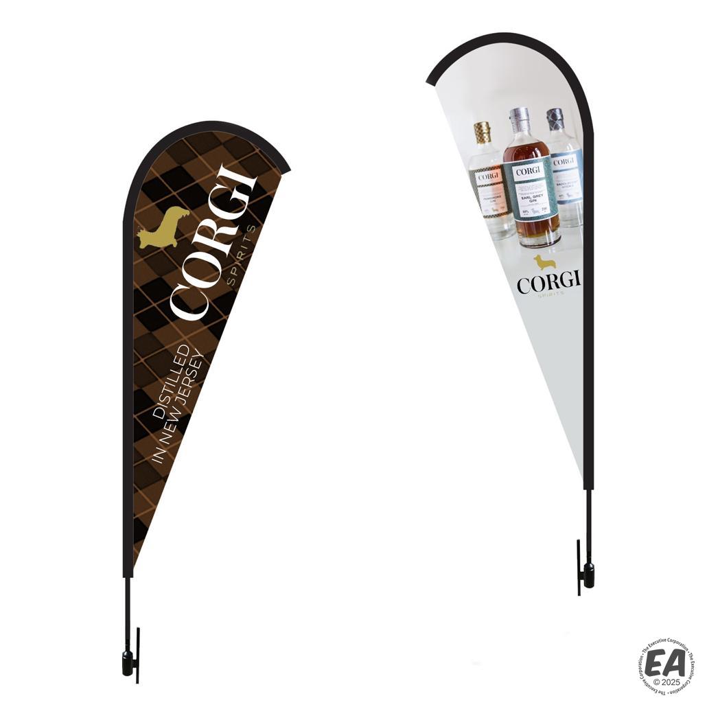 Branded Tear Drop Flag 14' Carbon Fiber Outdoor Sign: Pole Set, Ground ...
