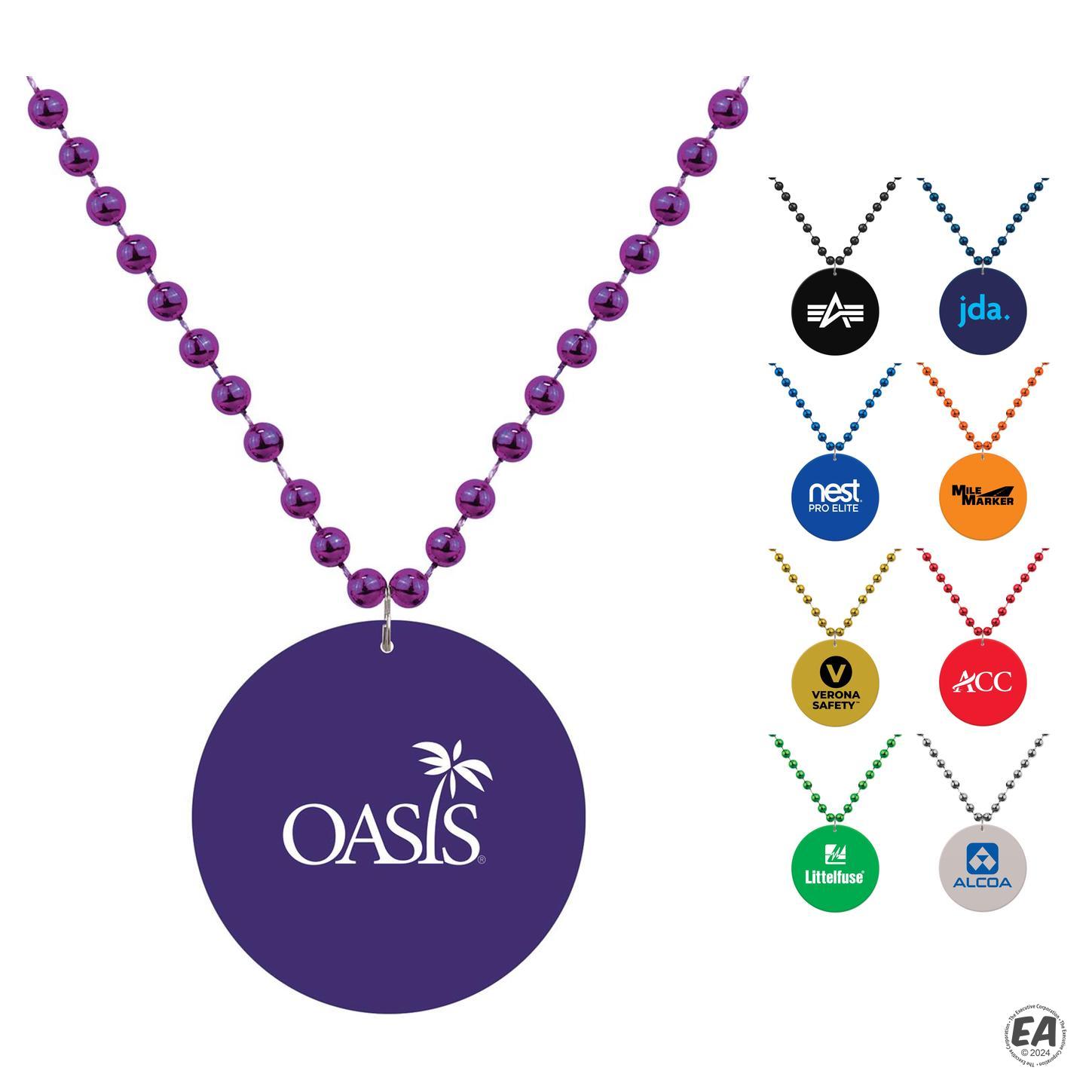 Promotional Medallion Bead Necklace with Medallion | Customized ...