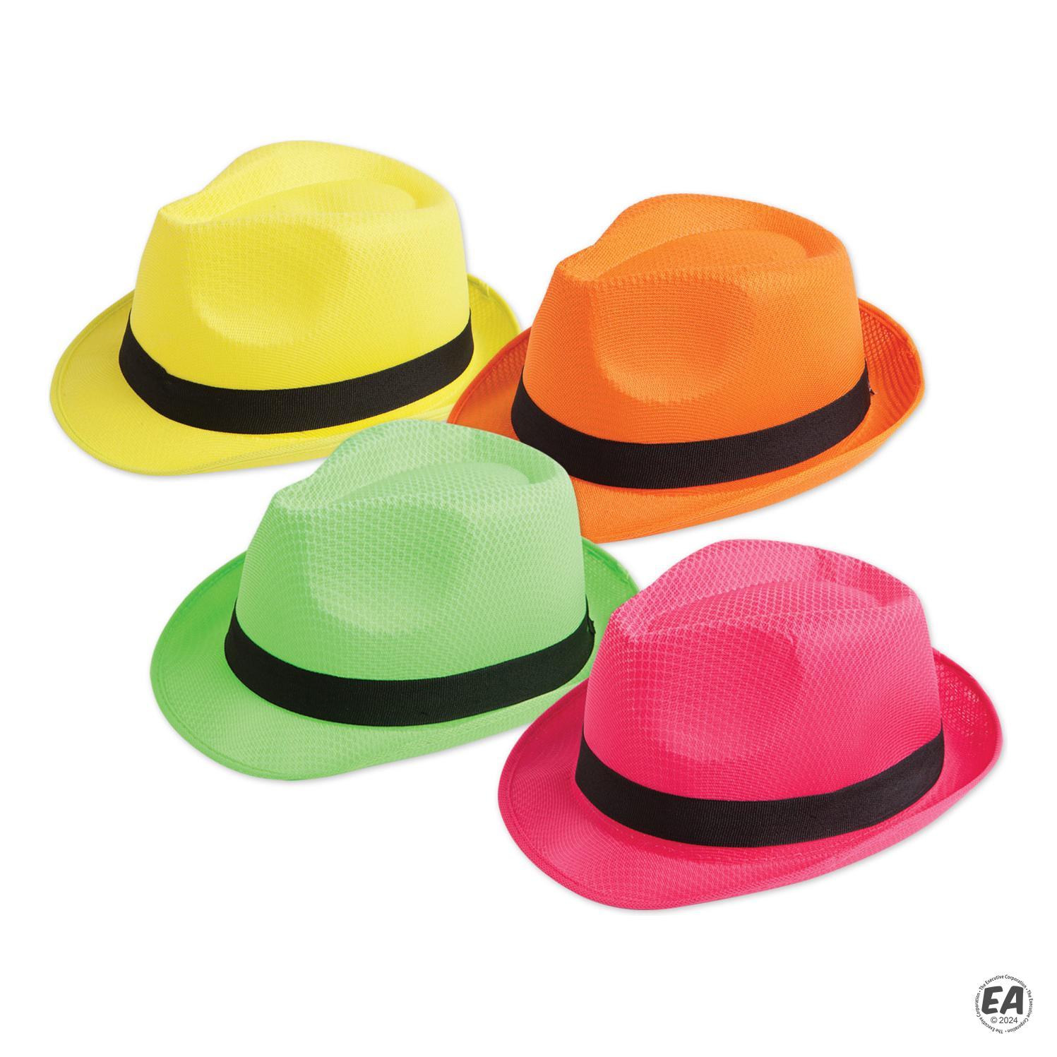 Promotional Assorted Colors Neon Fedora (12-Pack) | Customized Hats ...