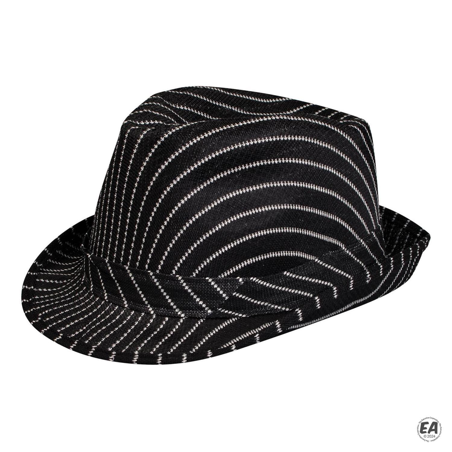Branded Black Pinstripe Fedora | Custom Hats | Customized Black Pinstripe Fedora from Executive ...