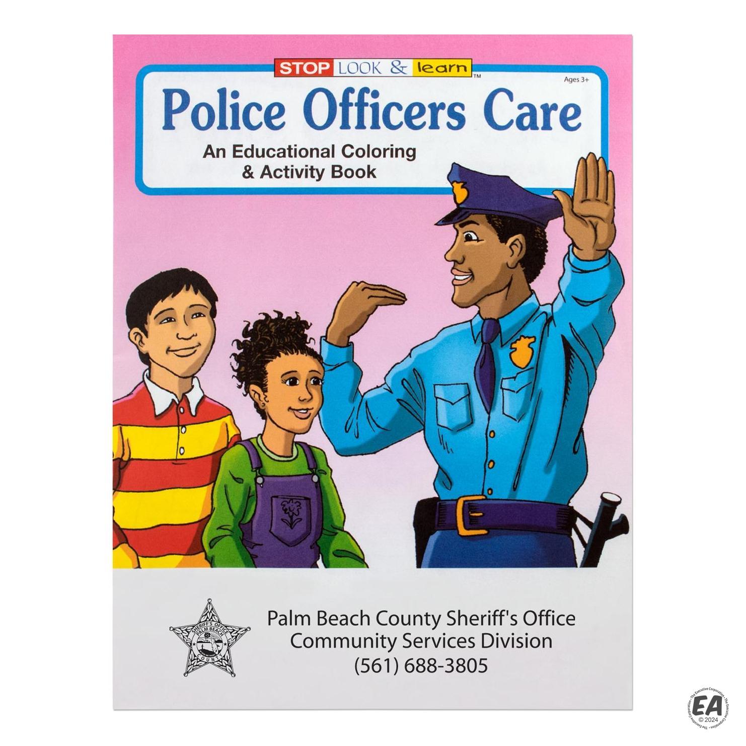 Customized Police Officers Care Coloring Book | Promotional Coloring ...