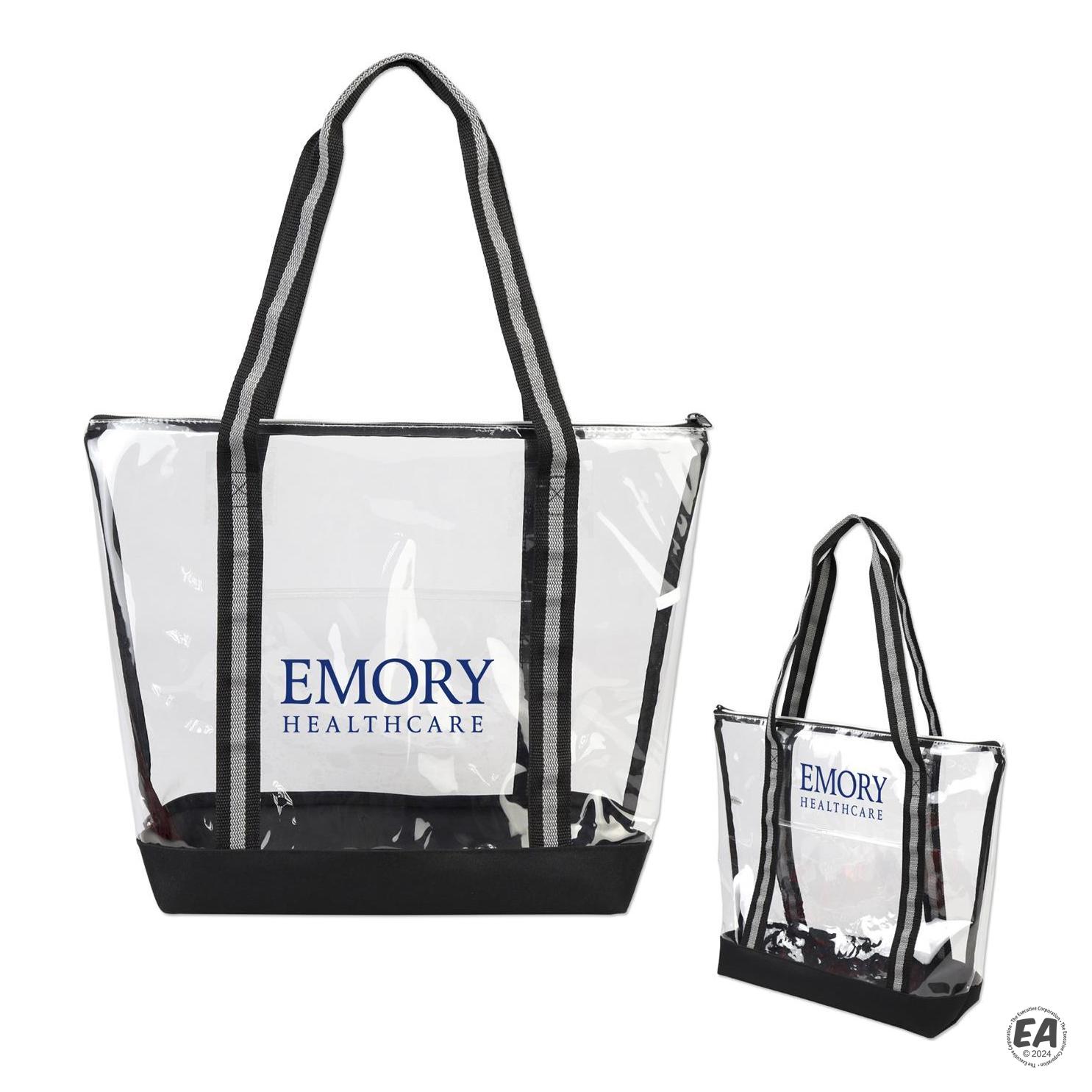 Promotional See-Through Clear Tote with Zipper 18x14x4.5 | Branded ...