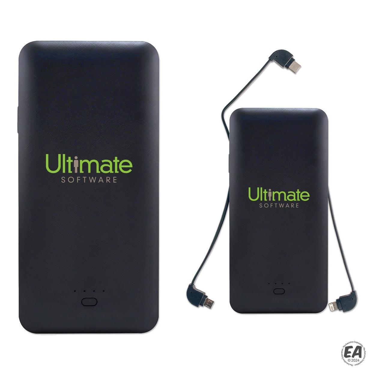 Branded Charge All Power Bank with Integrated Charging Cables AC Plug ...