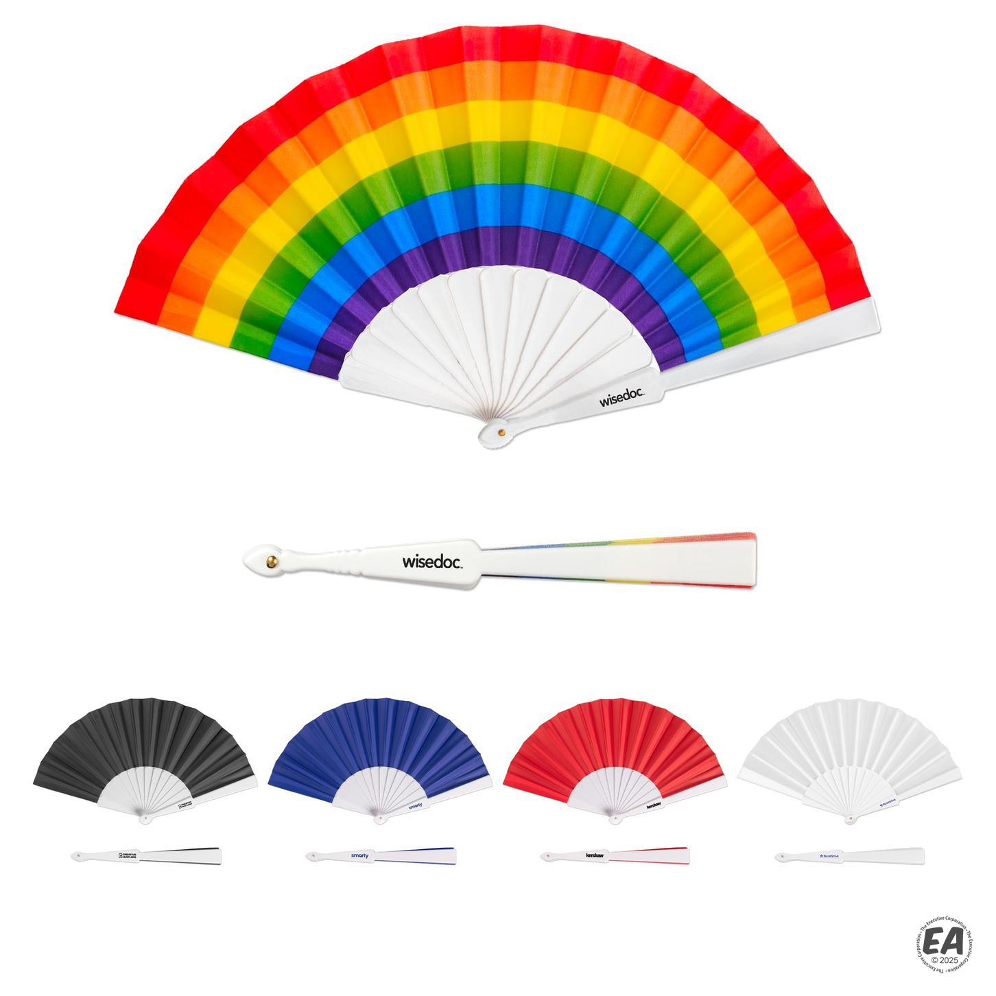 Customized Rainbow Folding Hand Fan | Custom Cooling Fans | Promotional ...