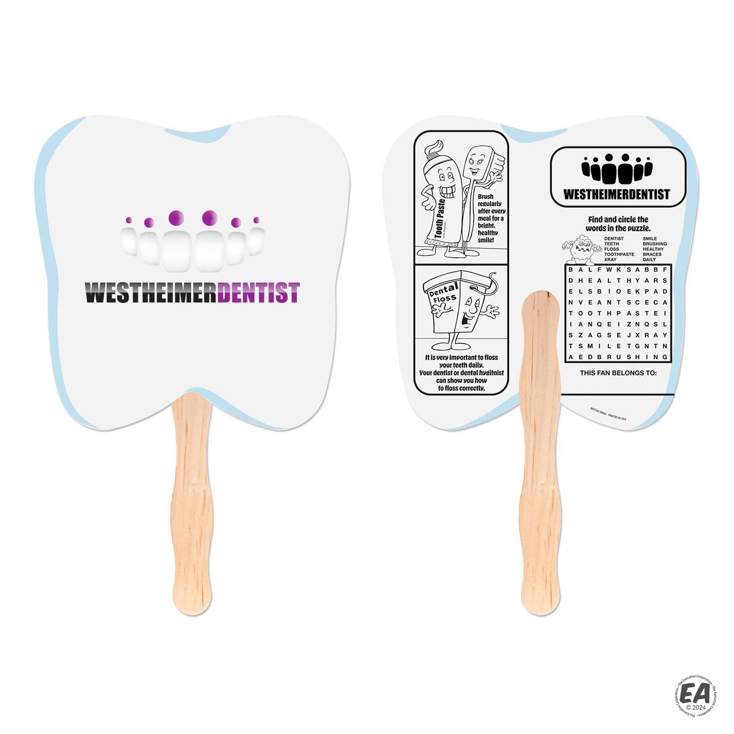 Customized Tooth Shaped Hand Fan | Promotional Cooling Fans | Branded ...