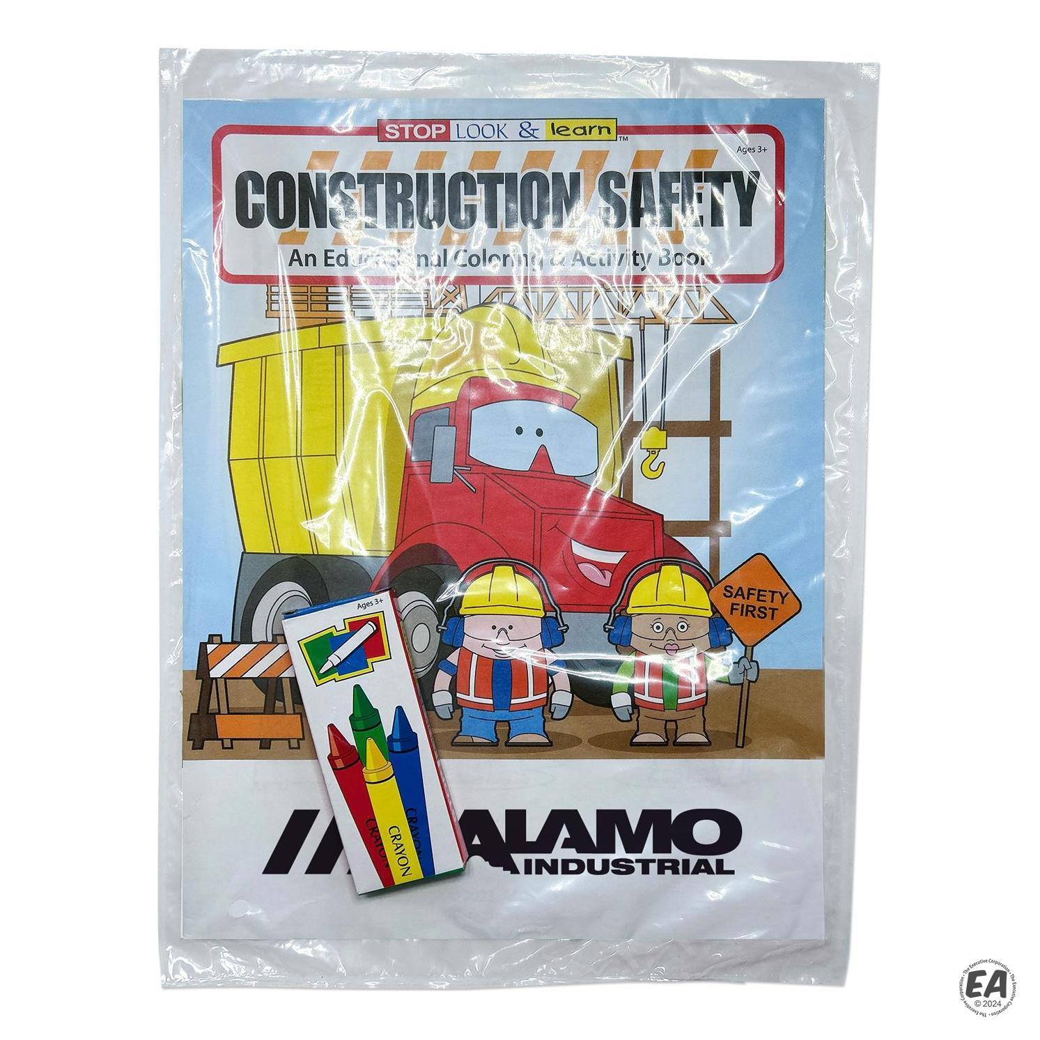 Promotional Construction Safety Coloring Book with Crayons Fun Pack ...