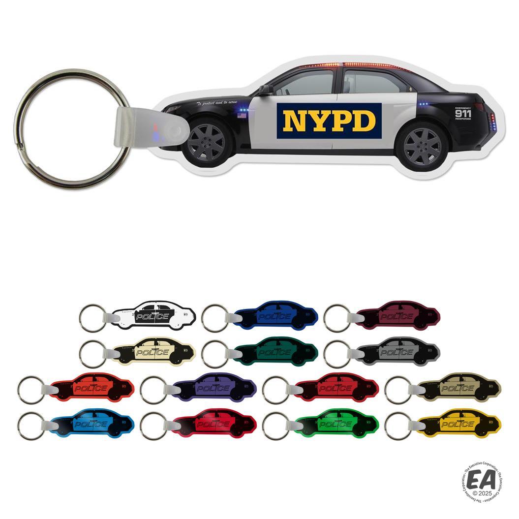 Customized Police Car Shaped Vinyl Keychain - USA Made | Branded Toy ...
