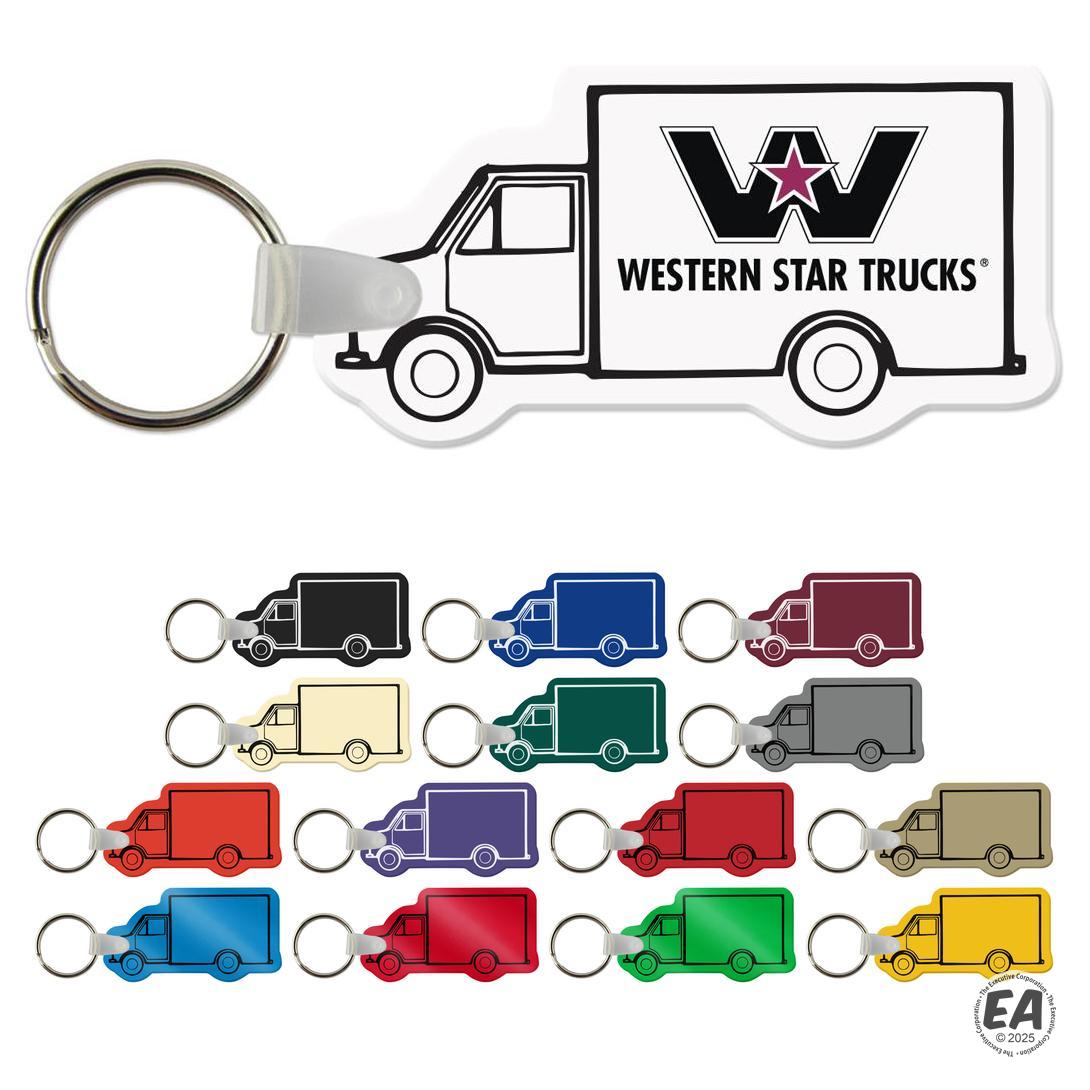 Promotional Box Truck Shaped Vinyl Keychain - USA Made | Customized Toy ...