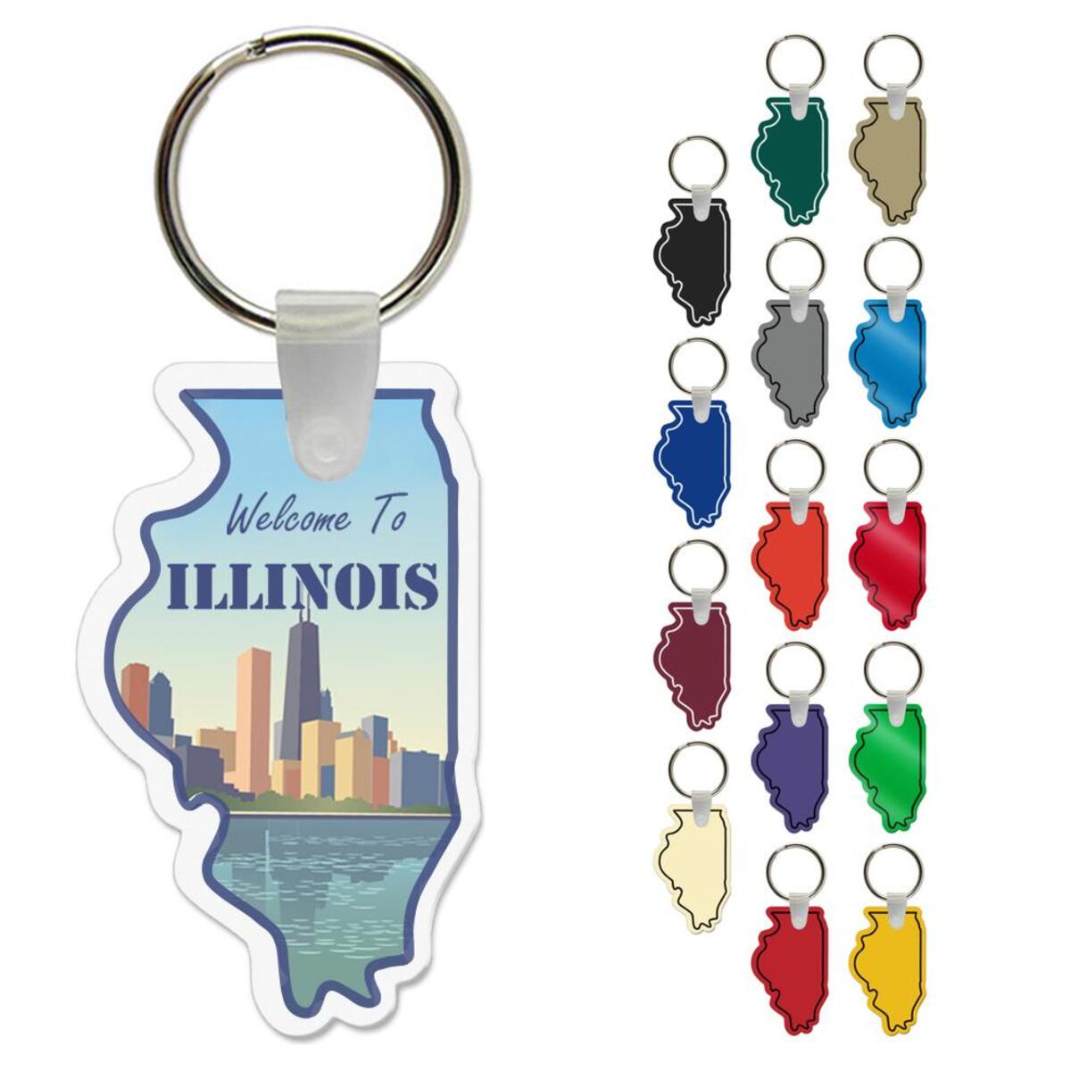 Custom Illinois (IL) State Shaped Vinyl Keychain - USA Made ...