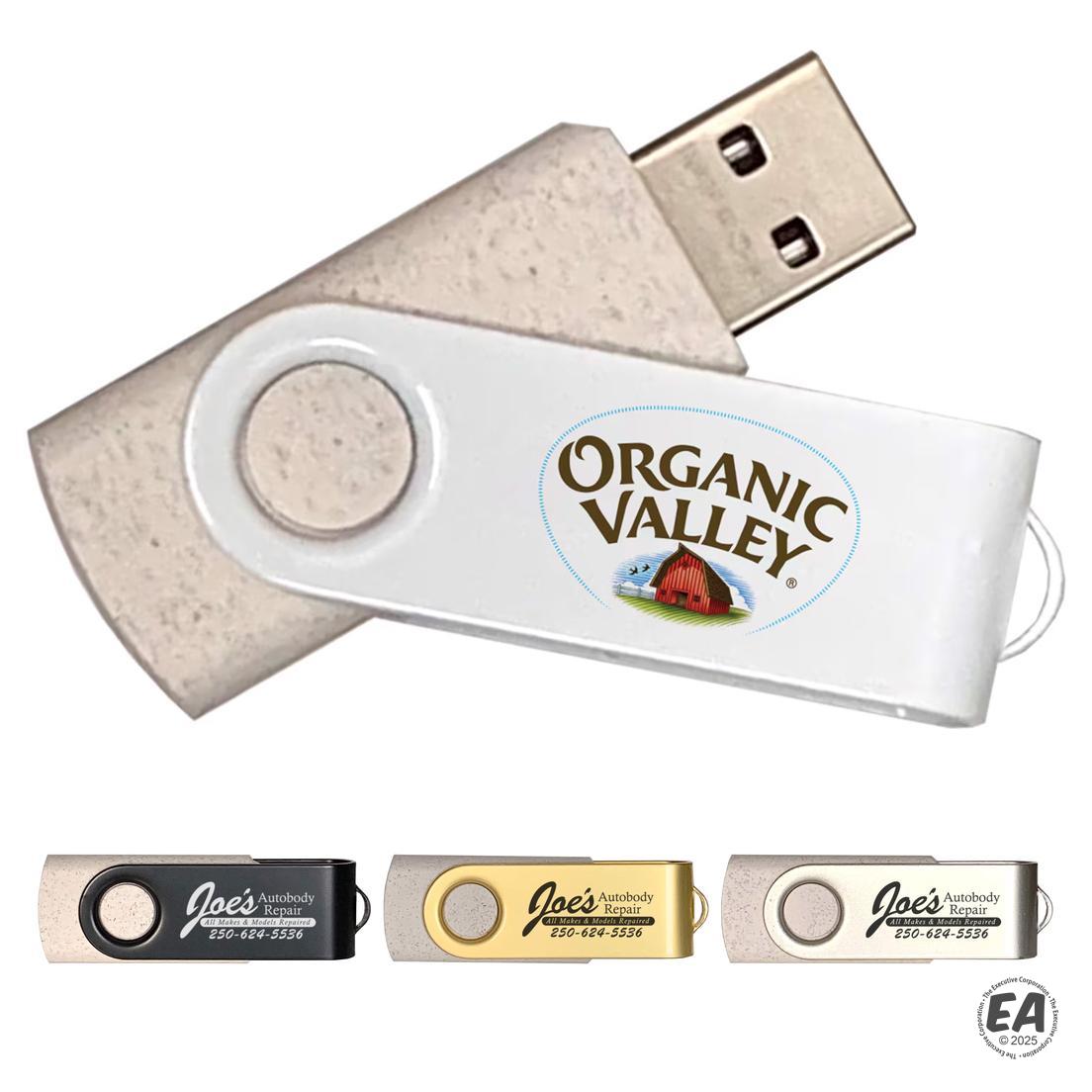 Customized iClick Wheat Straw Black Eco USB Flash Drive | Promotional ...