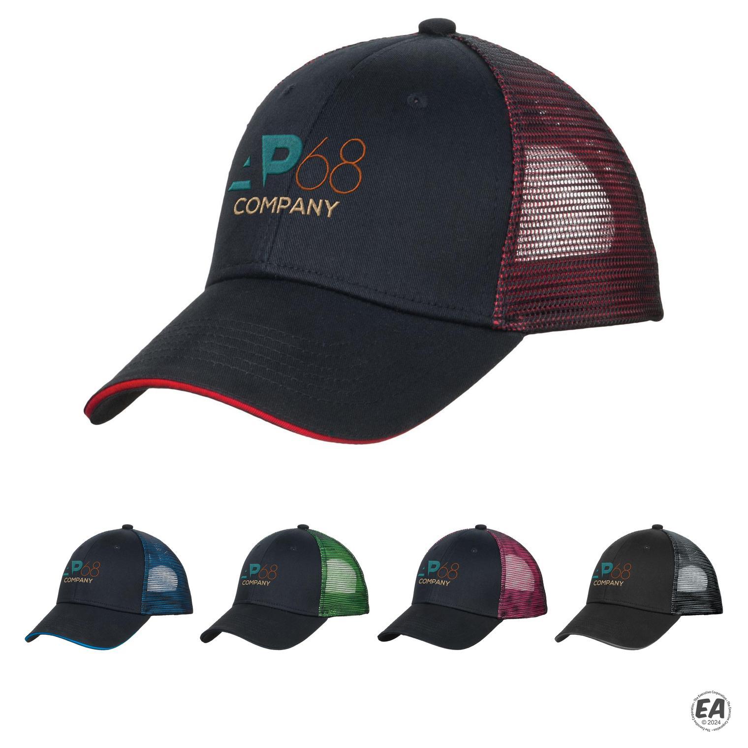 Customized Port Authority C818 Double Mesh Snapback Sandwich Bill Cap ...