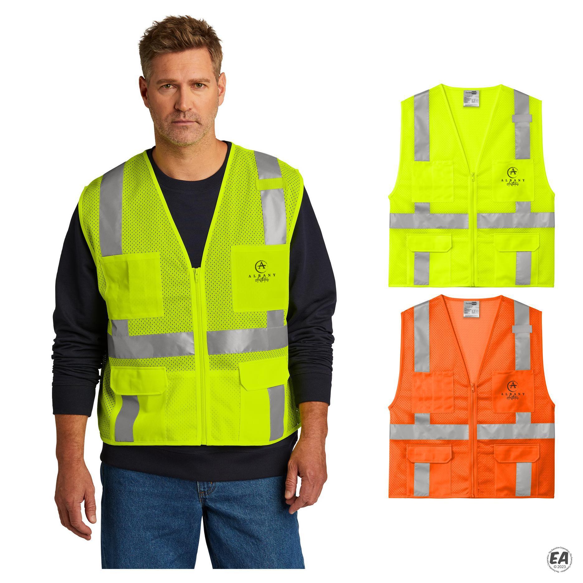 Customized CornerStone CSV104 ANSI 107 Class 2 Mesh Six-Pocket Zippered ...