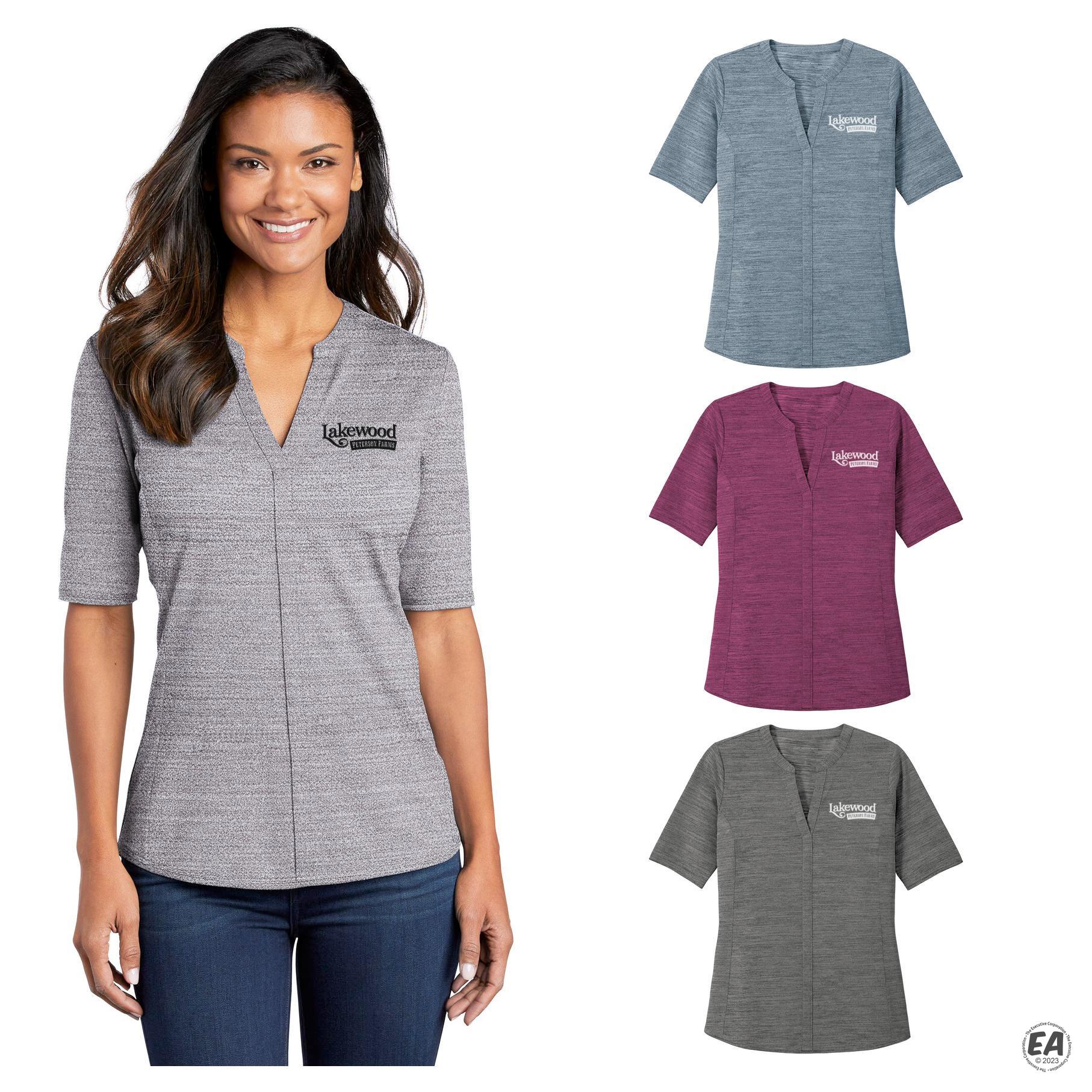 Promotional Port Authority LK583 Ladies Stretch Heather Open Neck Top ...