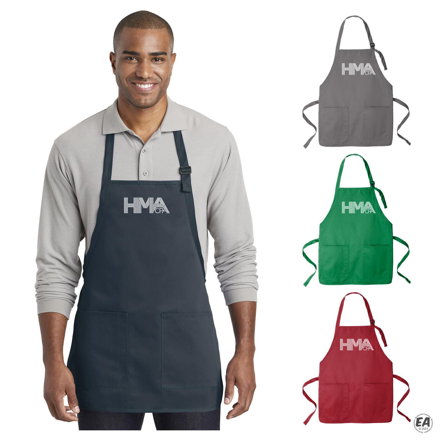 Branded Port Authority A601 Medium-Length Two-Pocket Bib Apron ...