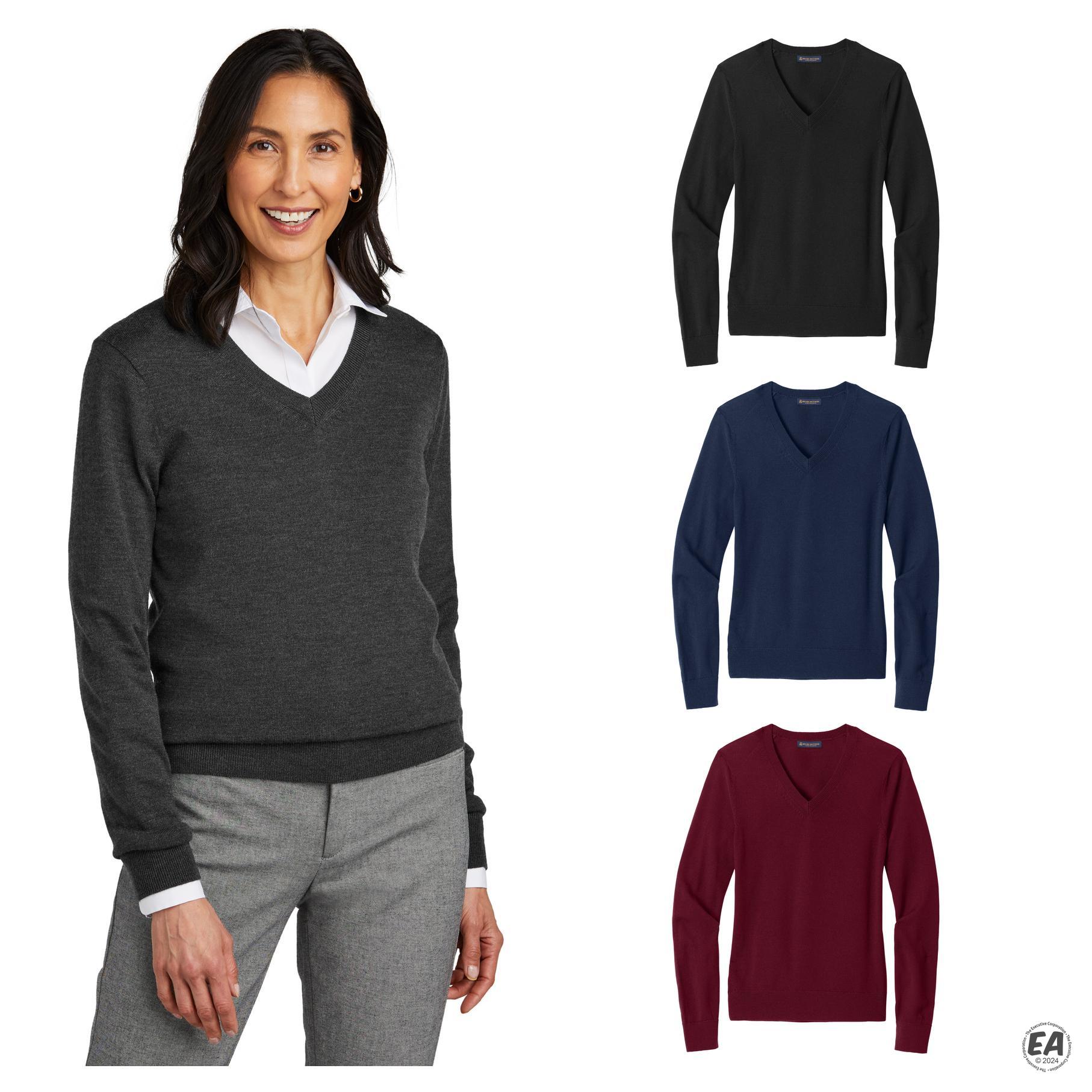 Promotional Brooks Brothers BB18411 Women's Washable Merino V-Neck ...
