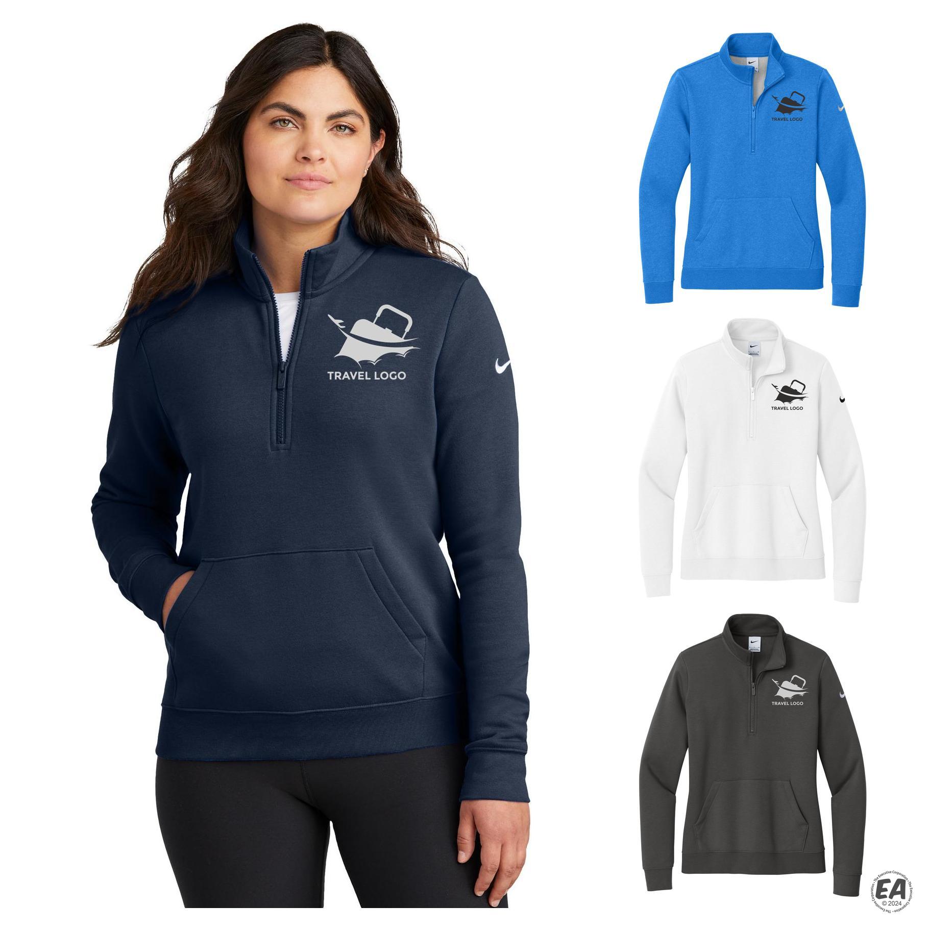 Promotional Nike NKDX6720 Ladies Club Fleece Sleeve Swoosh 1/2-Zip ...