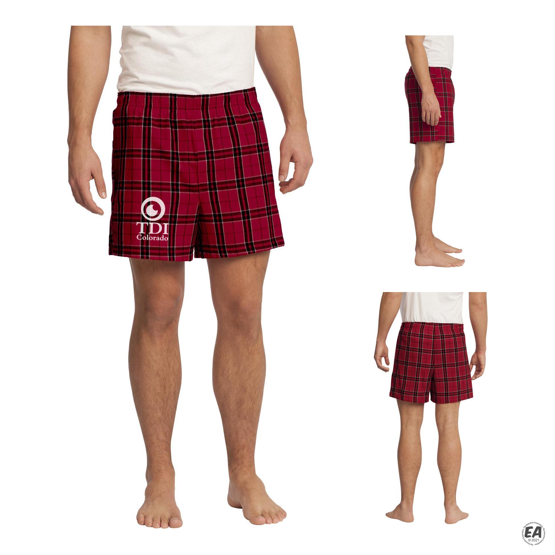 Promotional District DT1801 Young Men's Flannel Plaid Boxer ...