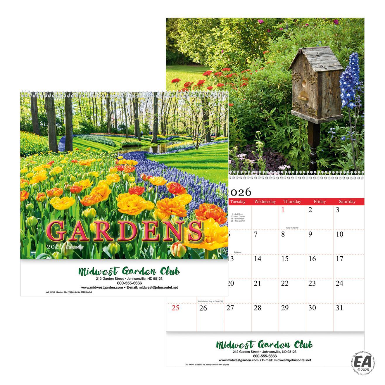 Promotional Gardens Wall Calendar - Spiral | Customized Calenders ...