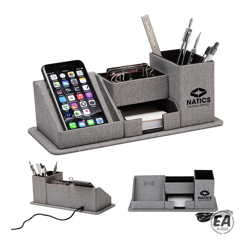Promotional Amridge Wireless Charging Desk Organizer | Custom Desk ...