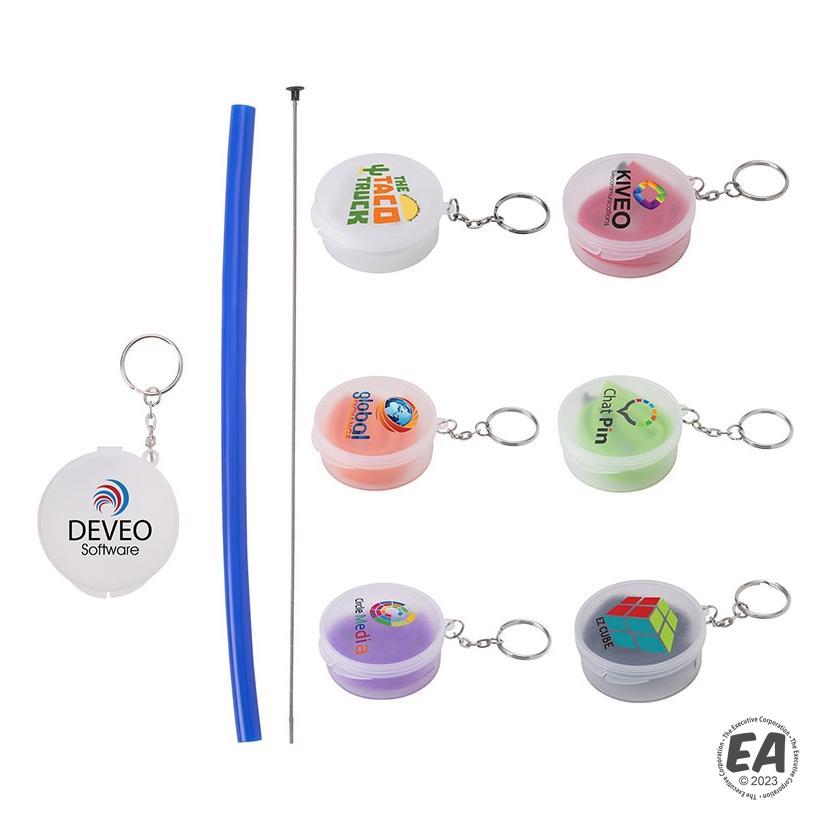 Promotional Mai Tai Silicone Straw Keychain Set | Branded Straw Sets ...