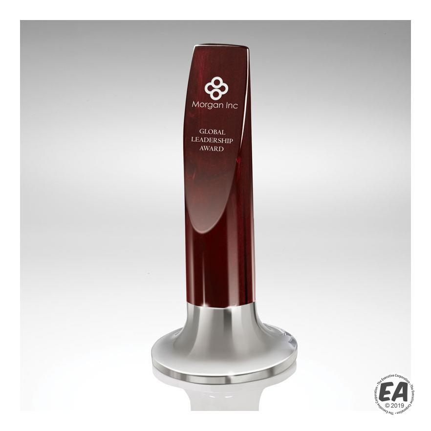 Customized Crystal Aire II Mahogany Cylinder Award | Promotional Wood ...
