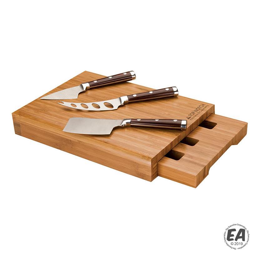 Customized Essentials Bamboo 4 Piece Cheese Set | Promotional Cheese ...
