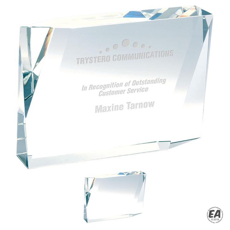 Custom Crystal CA3006 Beveled Rectangle Crystal Award | Branded Crystal ...