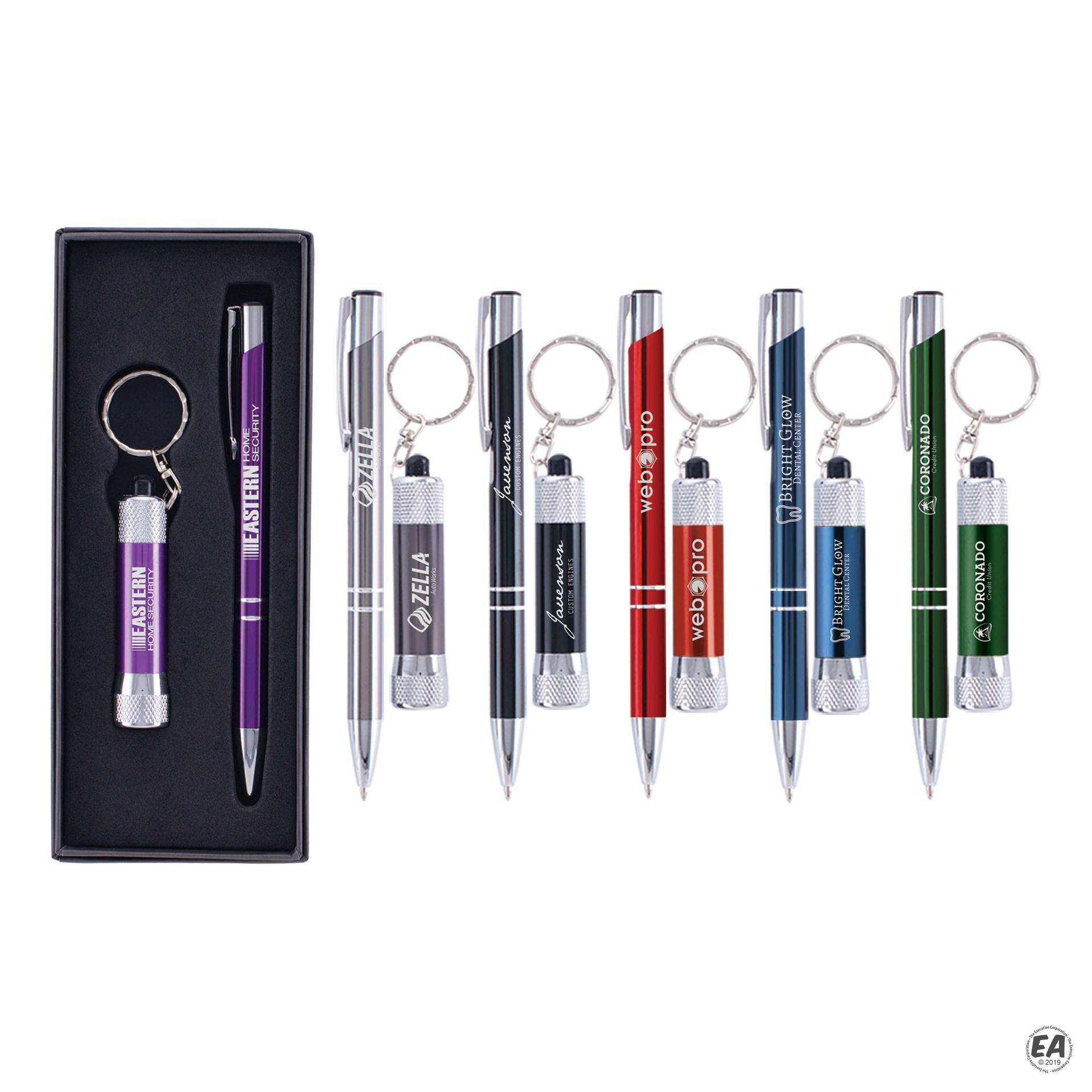 Customized Tres-Chic Pen & Chroma Flashlight Gift Set | Promotional Pen ...