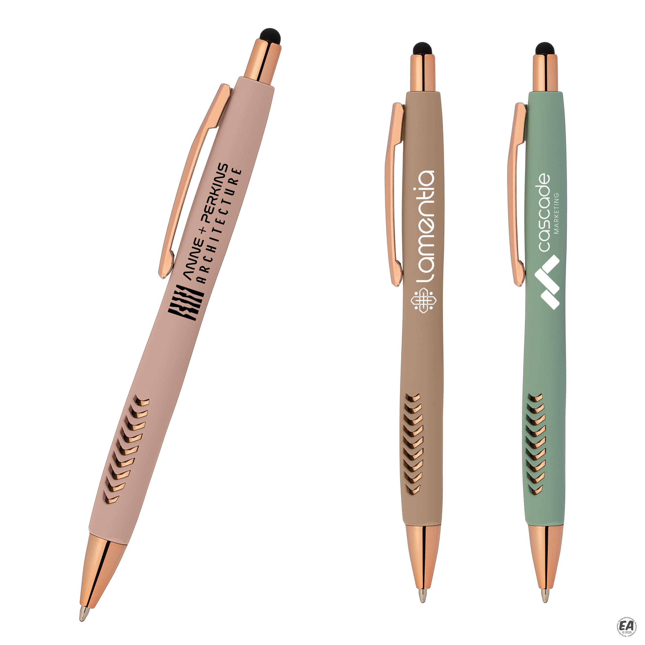 Customized Avalon Softy Rose Gold Designer Pen with Stylus | Branded ...