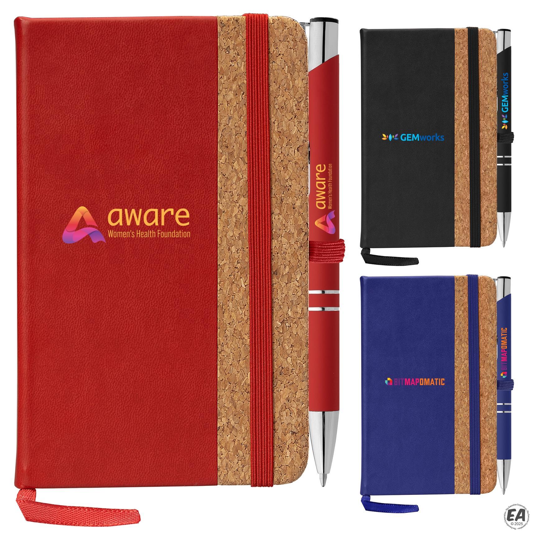 Customized Miller Cork Notebook & Tres-Chic Pen Gift Set | Promotional ...
