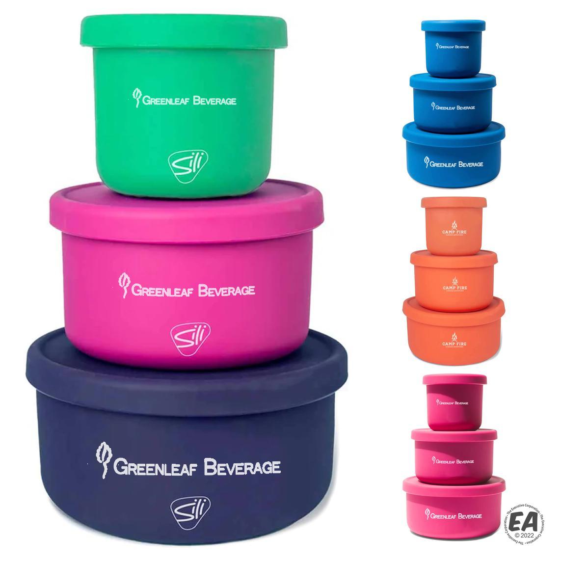 Customized Silipint Lidded Bowl Food Containers 3-Piece Set | Custom ...