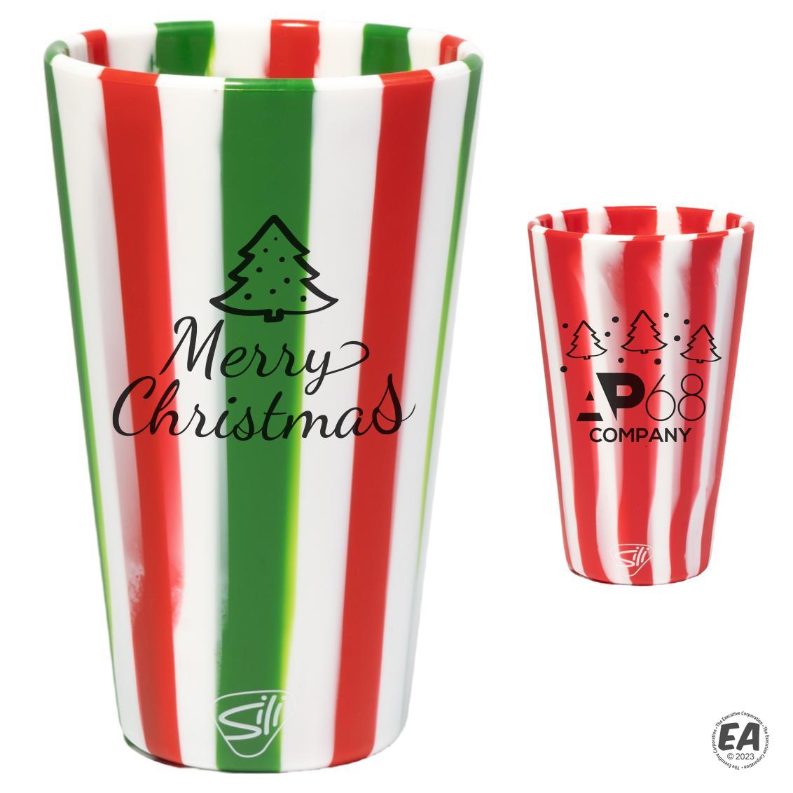 Customized Silipint 16 oz Silicone Pint Cup - Candy Cane Christmas ...