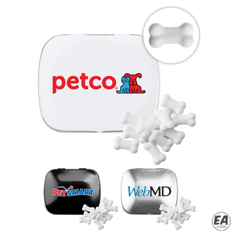 Branded Domed Tin: Bone Shaped Mints | Promotional Mints | Customized ...