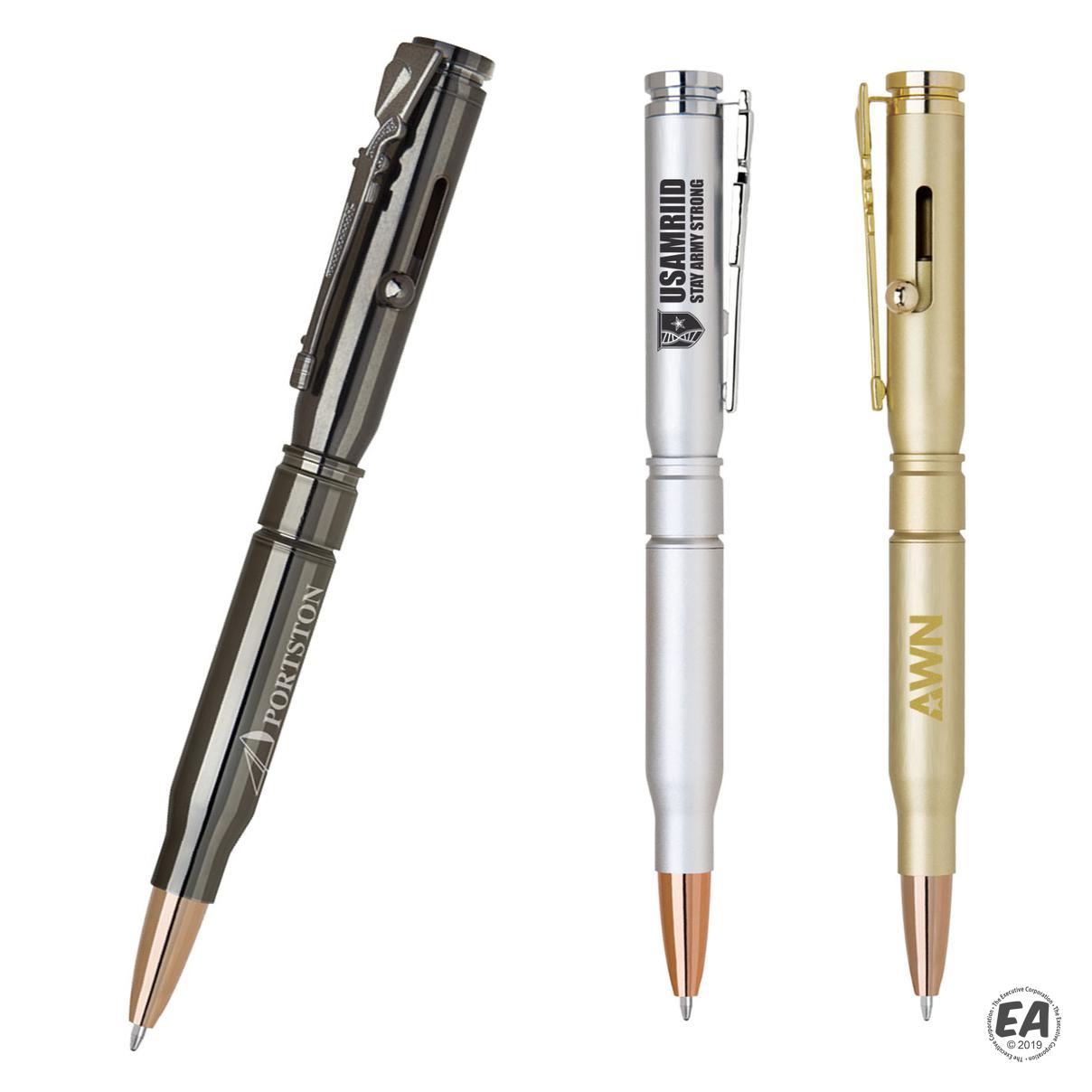 Promotional Brass Bullet Ballpoint Pen with Rifle Clip | Customized ...