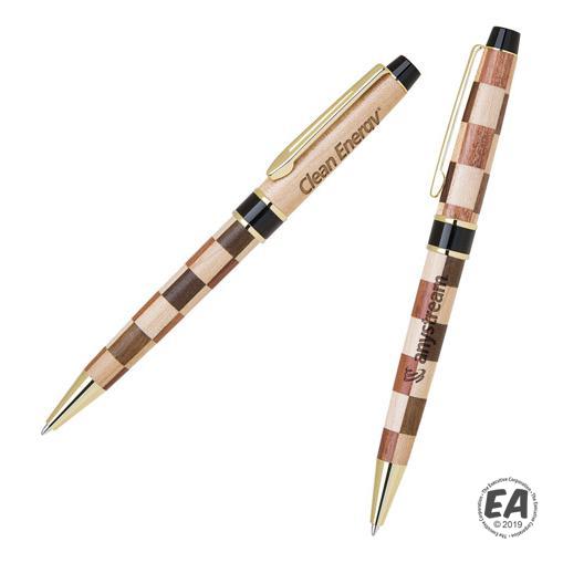 Promotional Checker Pattern Solid Wood Ballpoint Pen | Customized ...