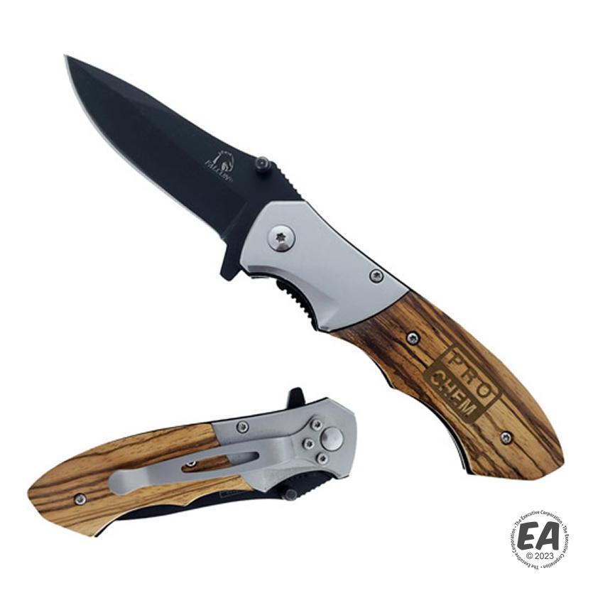 Promotional Black Blade Zebra Wood Handle Pocket Knife | Custom Blade ...