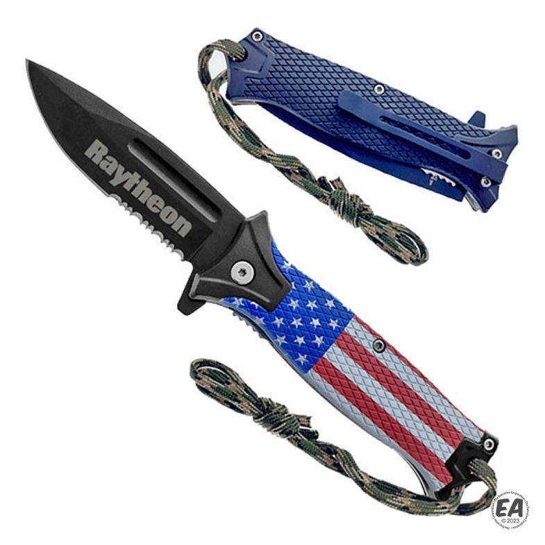 Branded Us Flag Pocket Knife With Paracord Strap Customized Blade Knives Promotional Us Flag