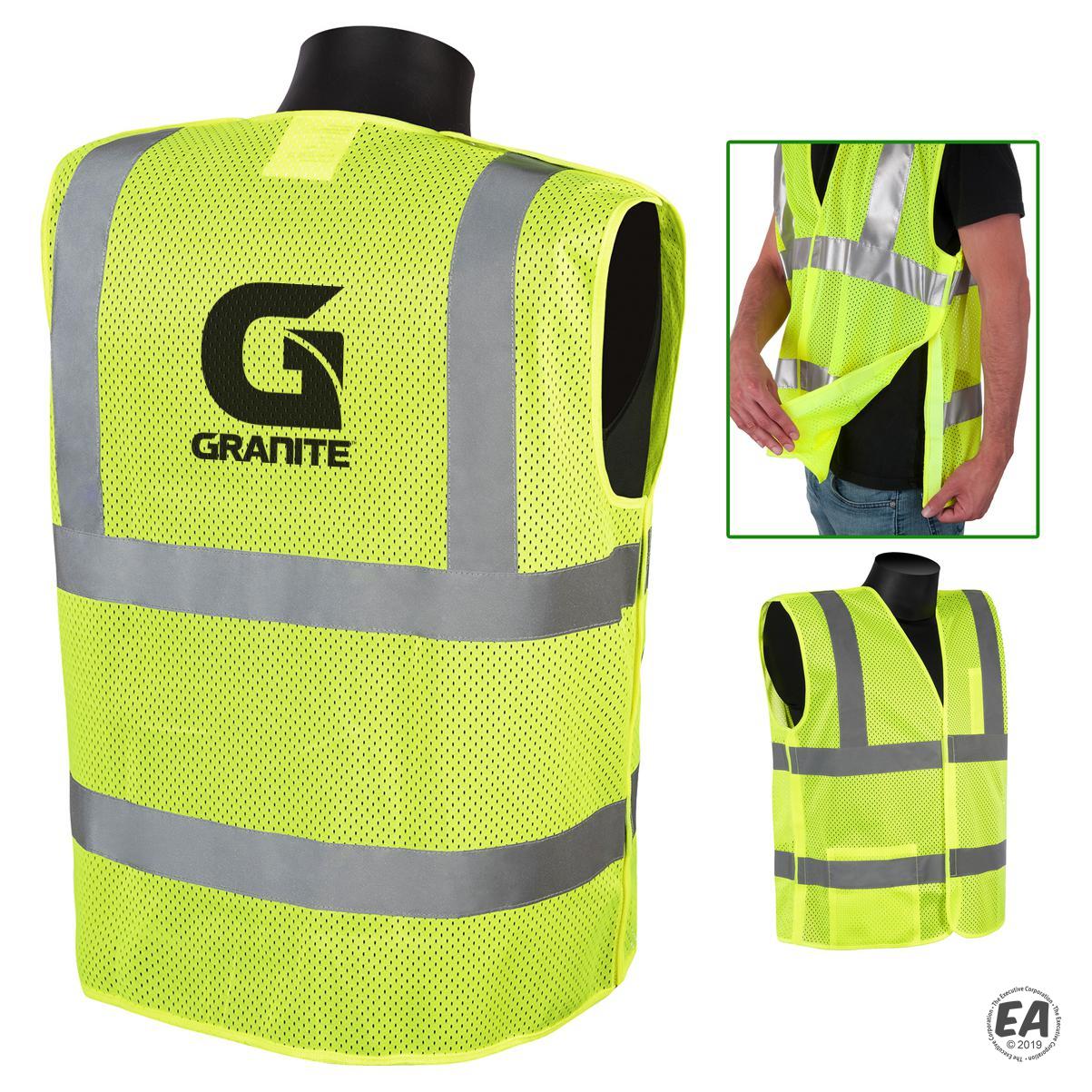 Promotional Class 2 Compliant Green 5-Point Break Away Mesh Vest ...