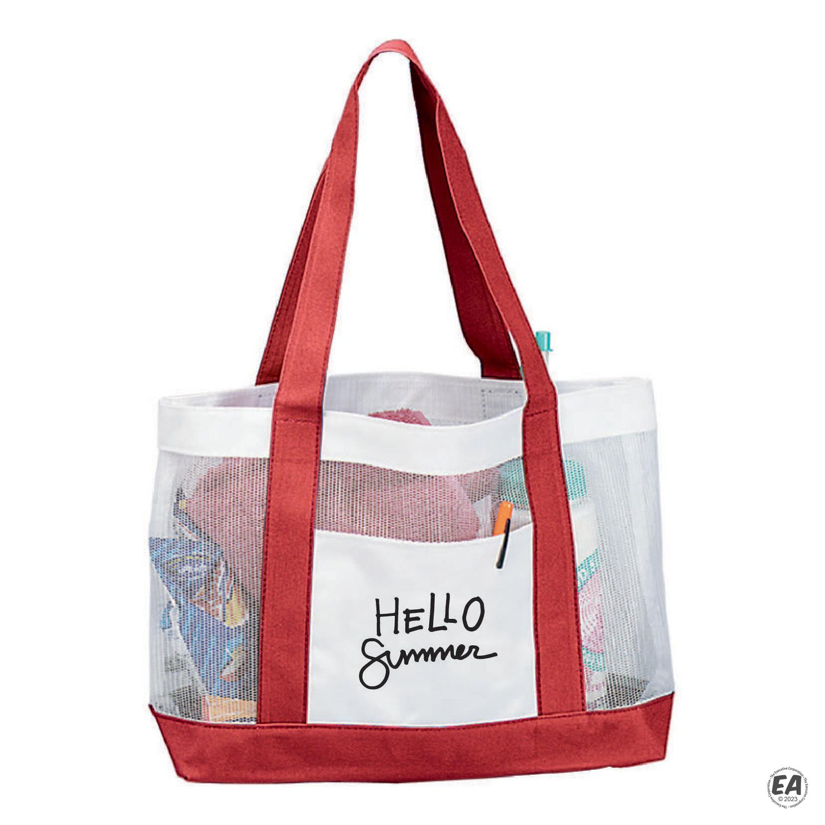 Customized Two-Tone Mesh Poly-Nylon Tote Bag | Promotional Mesh Tote ...