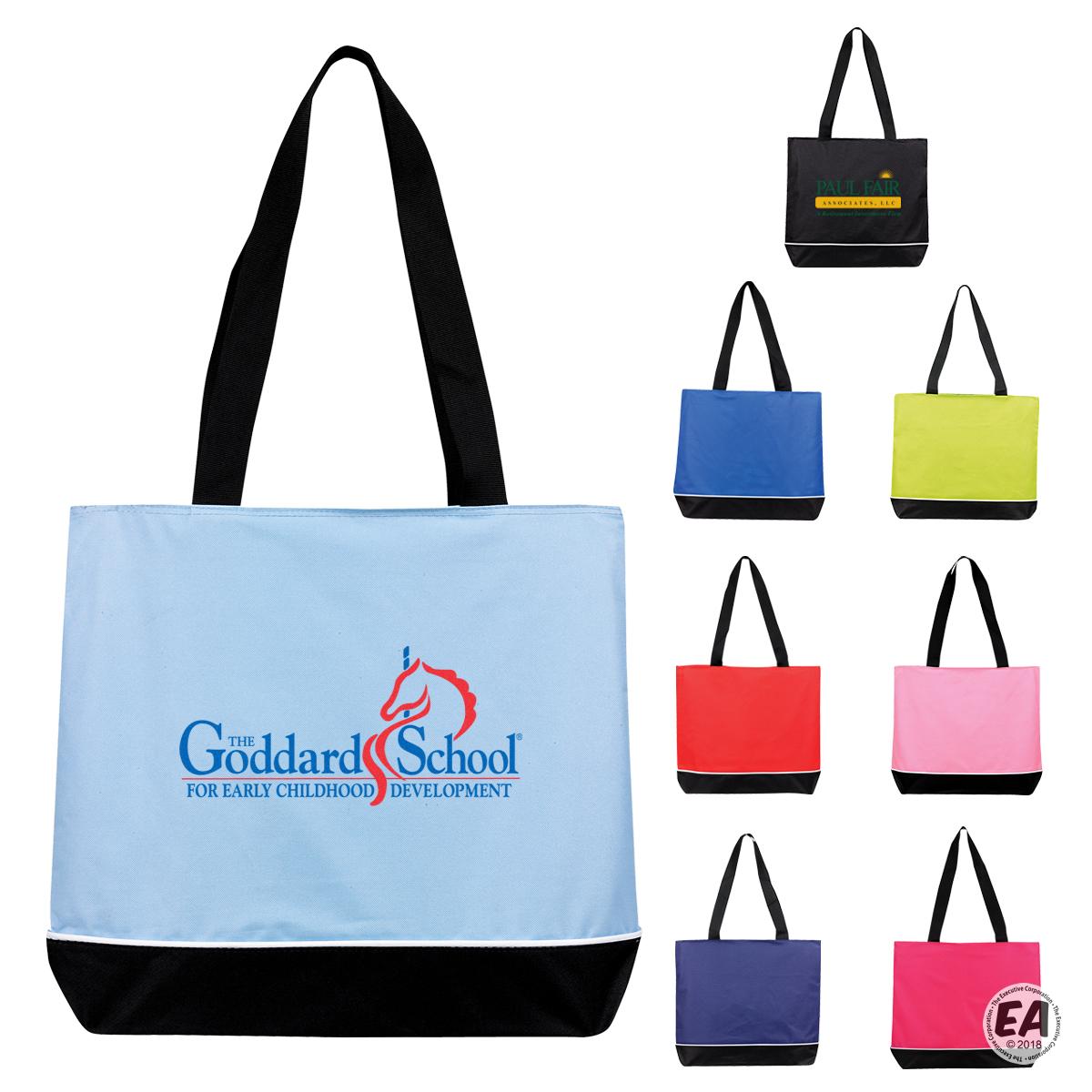 Promotional Large Zippered Promo Tote Bag | Customized Polyester Tote ...